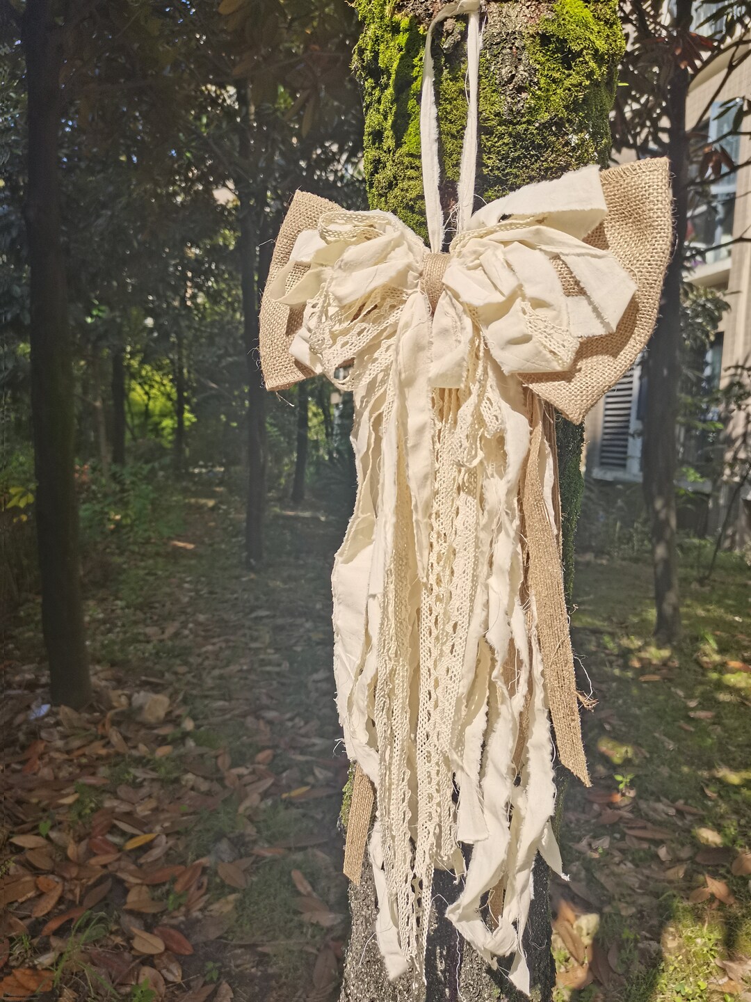 1pc Shabby Chic Decor Burlap Lace and Cotton Pew Bows, Christmas Burlap ...