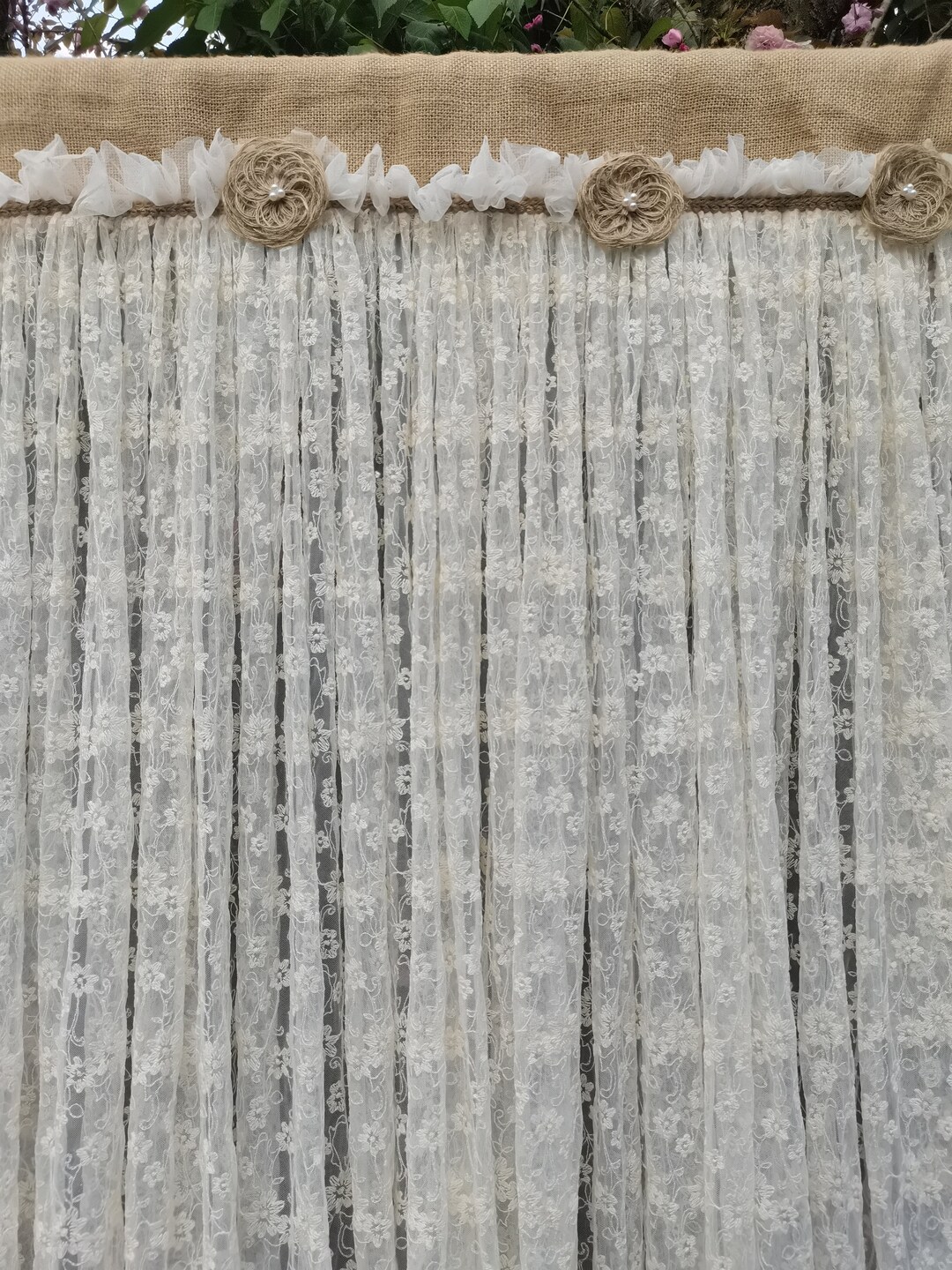 Custom Romantic Full Ivory Lace Door Curtain Bedroom Window Curtain ...