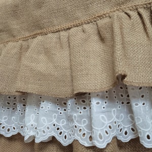 Custom Burlap Ruffled Curtian Rustic Burlap Lace Kitchen Valance Burlap ...