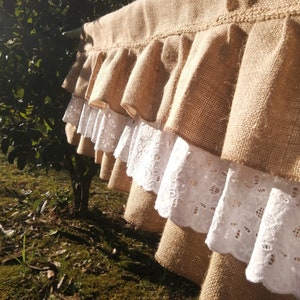 Custom Burlap Ruffled Curtian Rustic Burlap Lace Kitchen Valance Burlap ...
