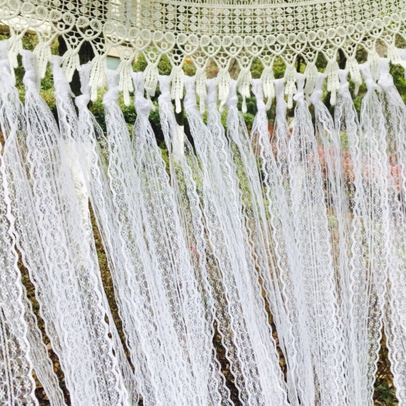 SHABBY Vtg Ivory Lace Backdrop Wedding Banner Valance Fabric | Etsy