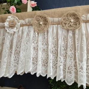 Custom Rustic Burlap Lace Bedroom Valance Burlap Lace Window Kitchen ...