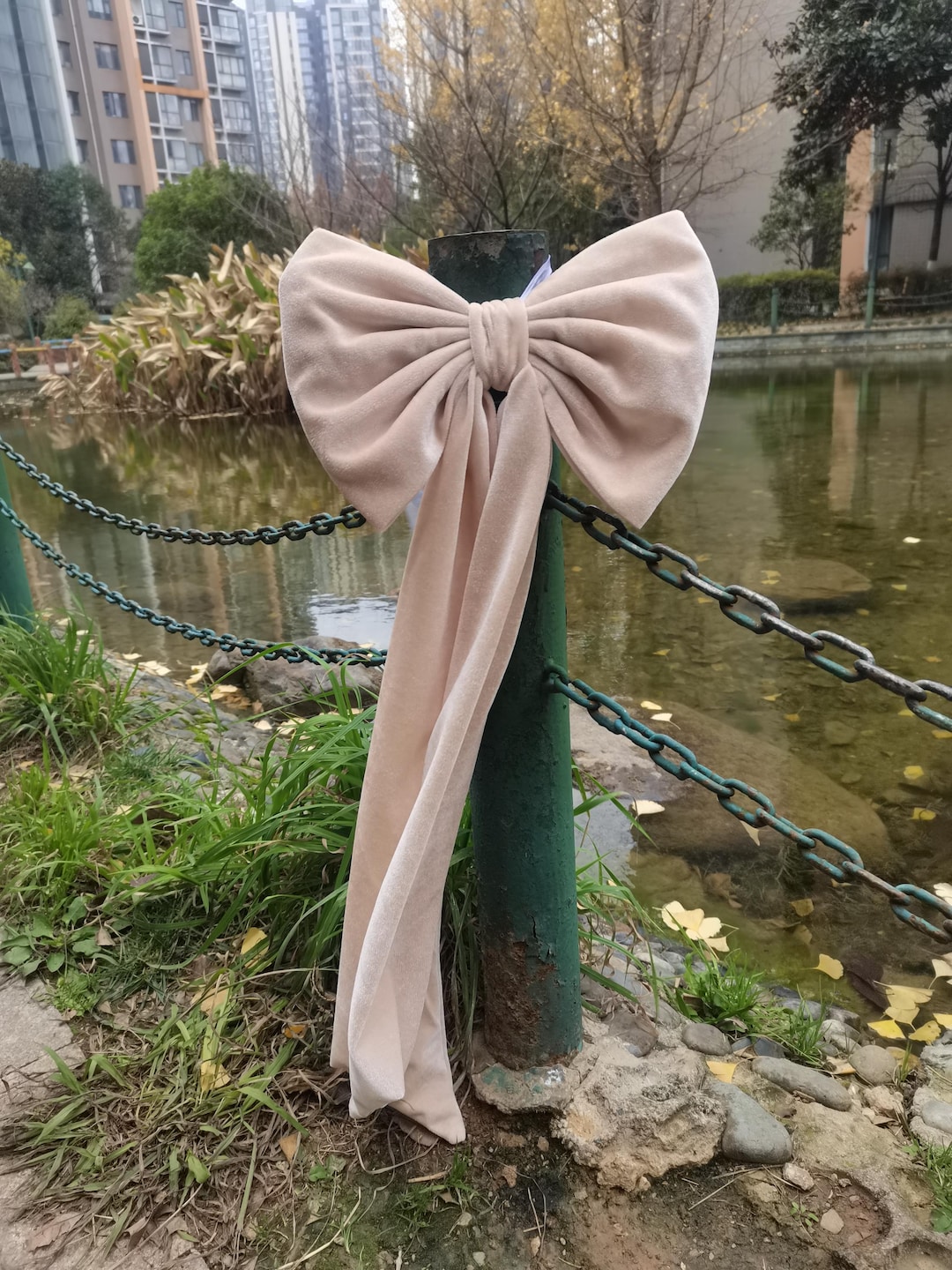1pc Custom Extra Big Bow, Dark Ivory Velvet Bow, Wedding Bow, Door Bow ...