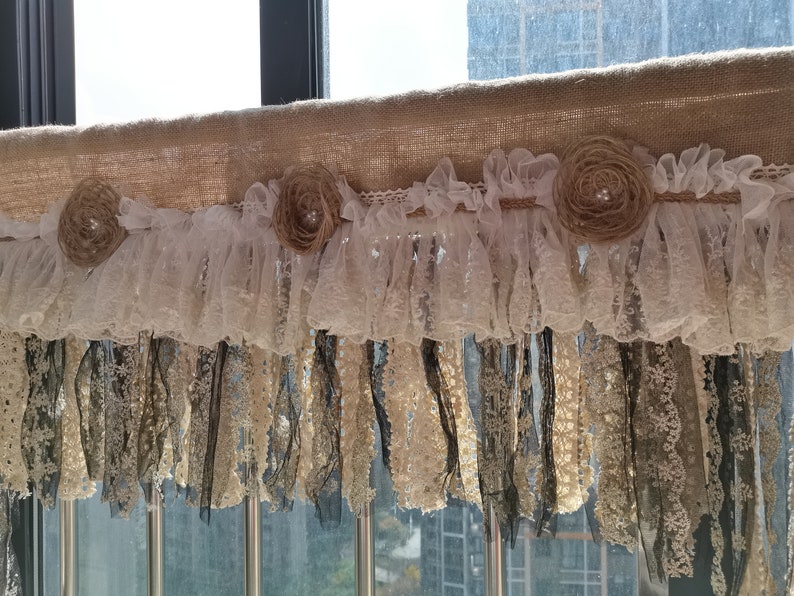 Rustic Unique Kitchen Valance Burlap Decor Kitchen Curtain Shabby ...