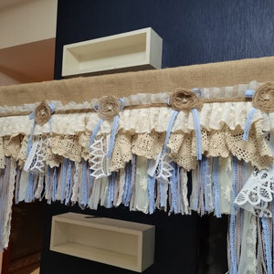 Rustic Unique Burlap Beige Lace Bedroom Valance Light Blue - Etsy