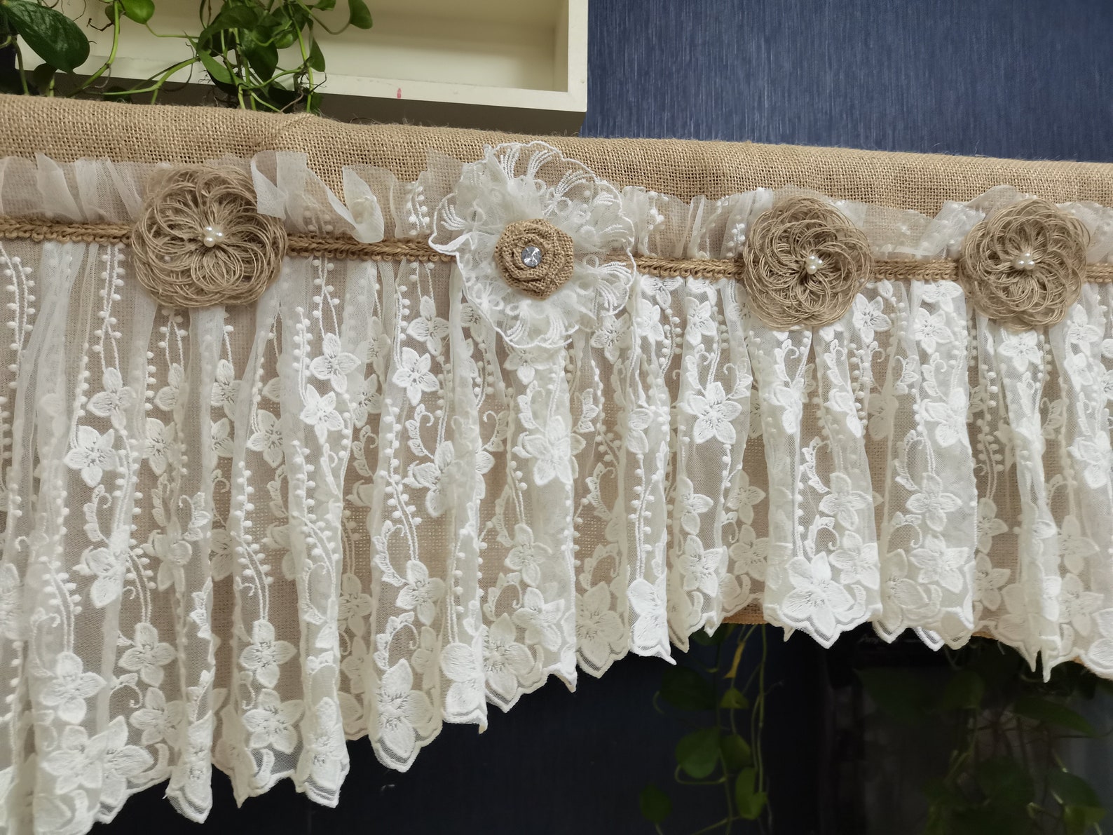 Custom Rustic Burlap Lace Bedroom Valance Burlap Lace Window - Etsy