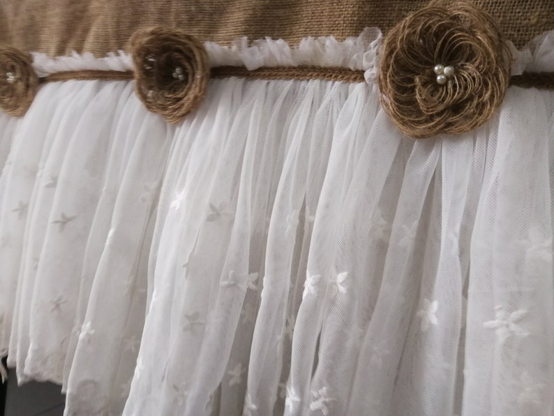 Romantic Lace Curtain Rustic burlap Kitchen Valance Burlap | Etsy