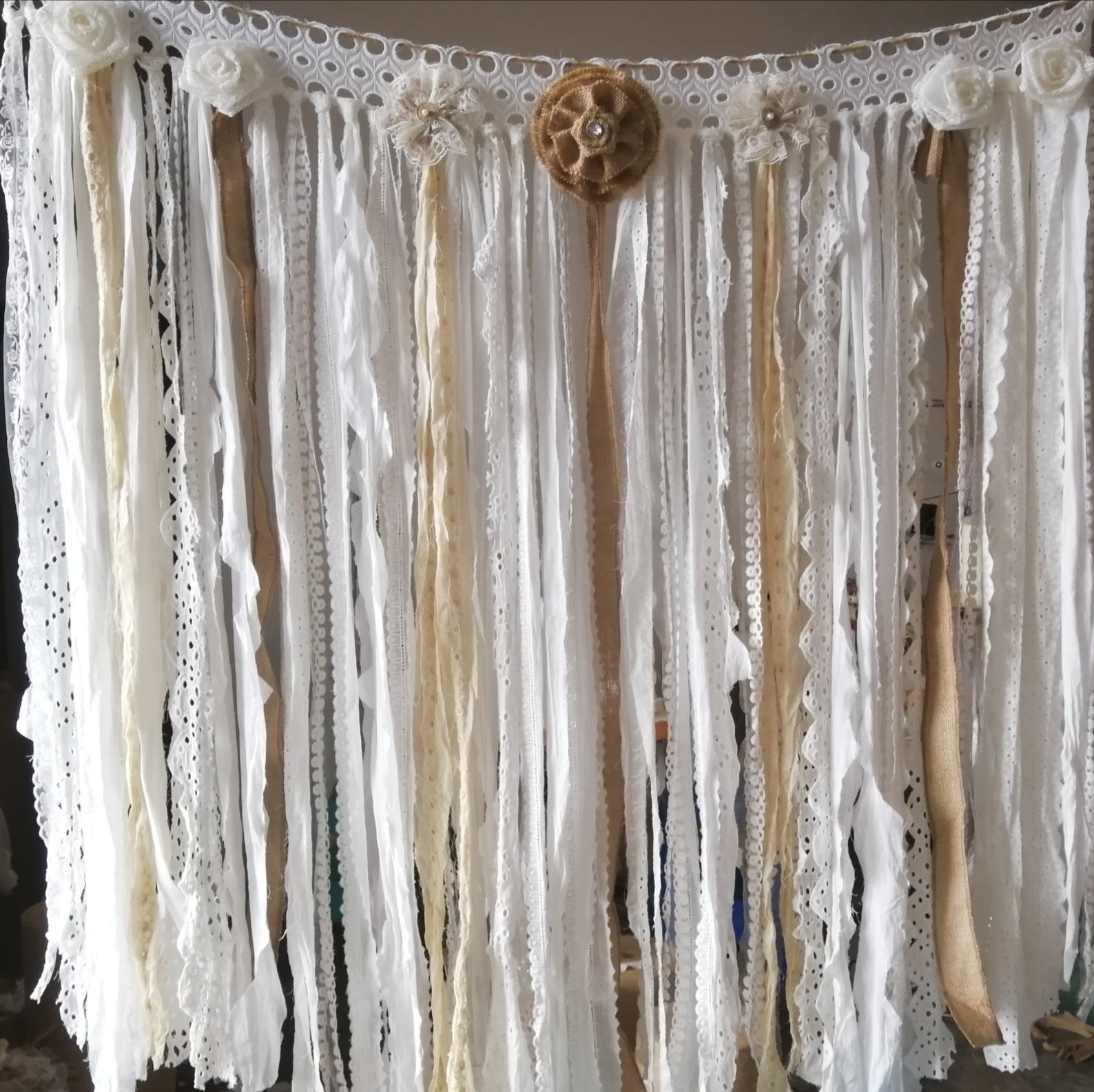 Romantic Lace Burlap Backdrop SHABBY Vtg Wedding Banner - Etsy