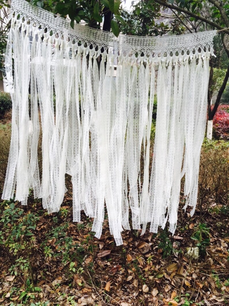 SHABBY Vtg Lace Backdrop Wedding Banner Valance Fabric Garland | Etsy