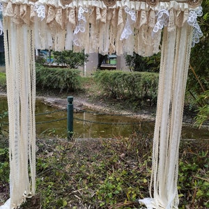 Rustic Unique Bedroom Valance Burlap Window Curtain Shabby Burlap Ivory ...