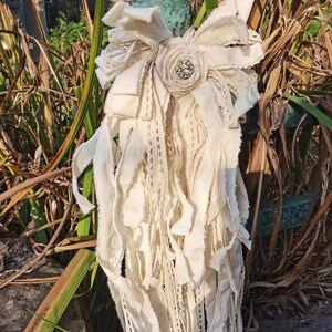 1pc Shabby Chic Decor Wreath Bow, Lace and Cotton Pew Bows, Rag Bows ...