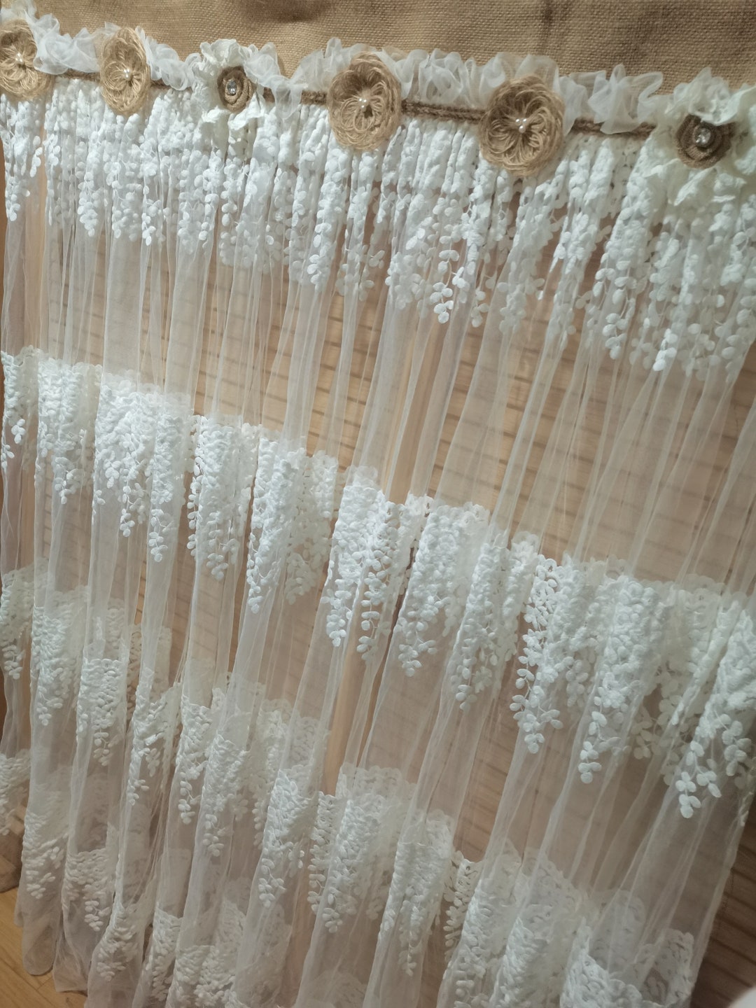 Custom Romantic Lace Door Curtain Bedroom Curtain Window Curtain Burlap ...