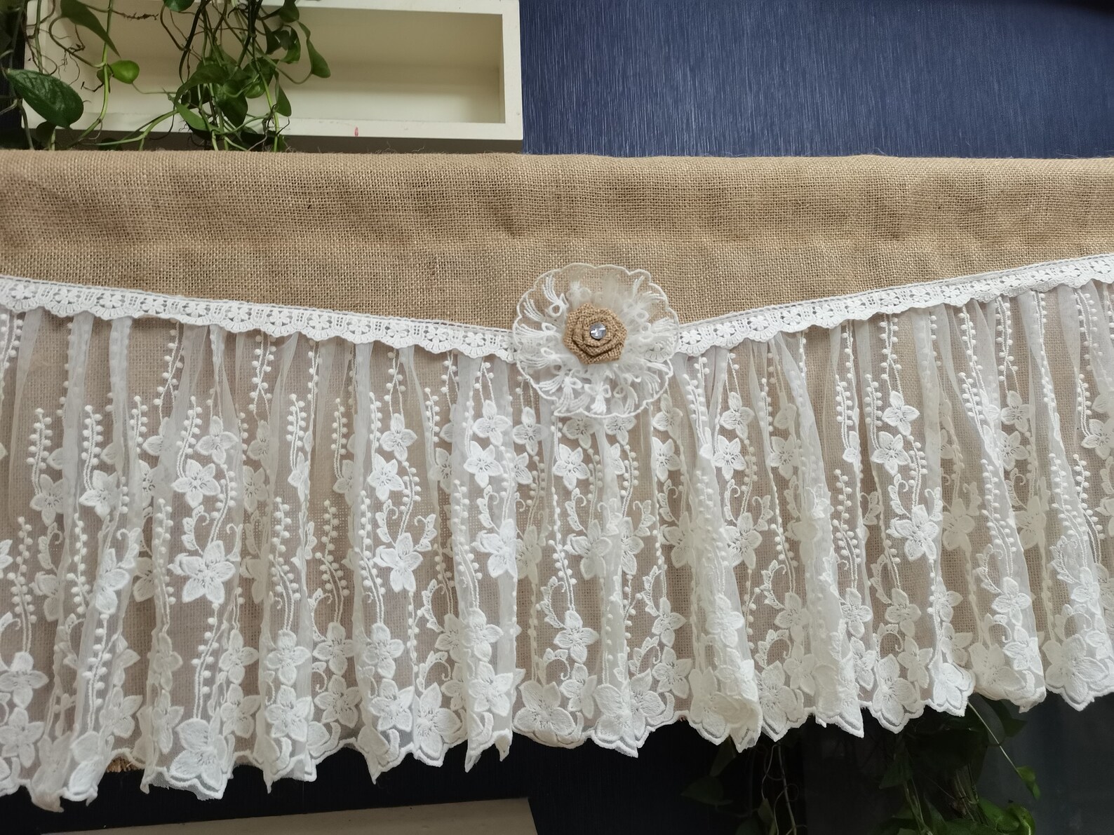 Custom Rustic Lace Kitchen Valance Curtain Shabby Lace Window - Etsy