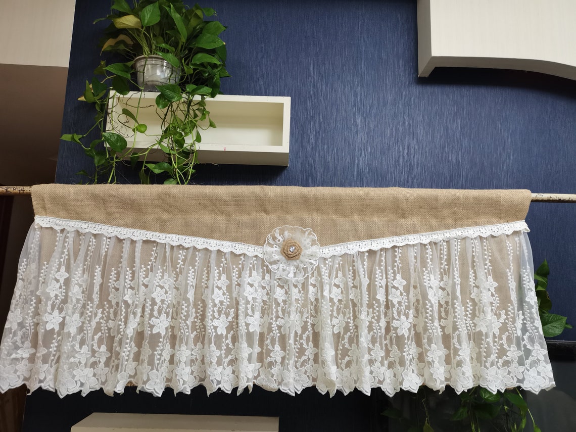 Custom Rustic Lace Kitchen Valance Curtain Shabby Lace Window - Etsy