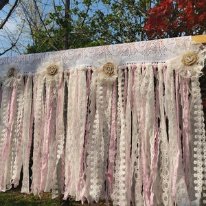Custom Hand Crochet Lace Light Pink Lace Valance Curtain Kitchen ...