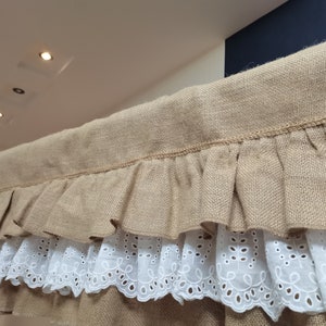 Custom Burlap Ruffled Curtian Rustic Burlap Lace Kitchen Valance Burlap ...