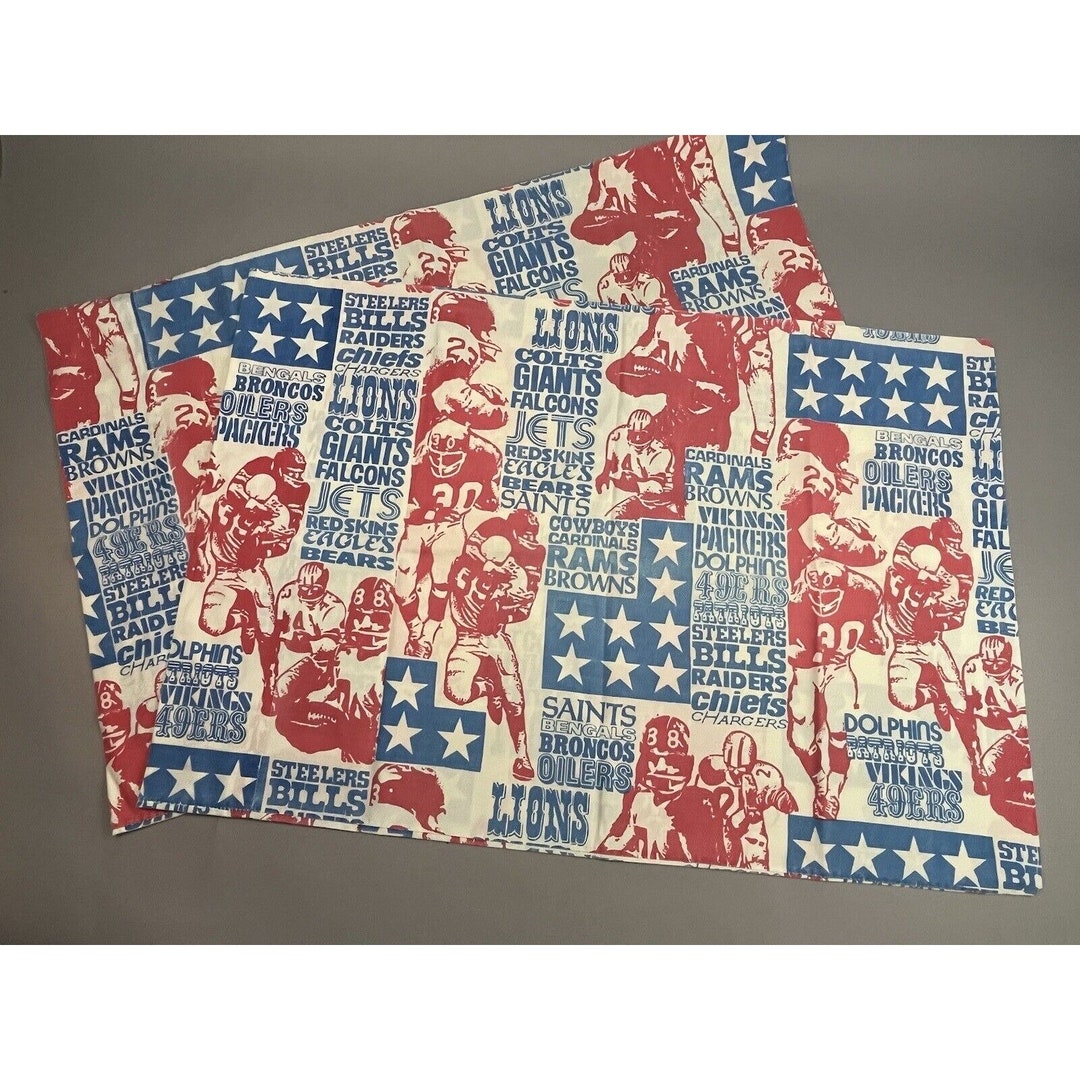 Vintage Football Pillow Cases NFL Teams Chiefs 49ers Detroit Lions 70's ...