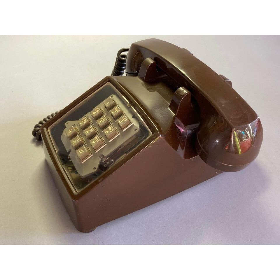 ITT Vintage Push-button Phone Brown Home Office Desk Decor Staging ...