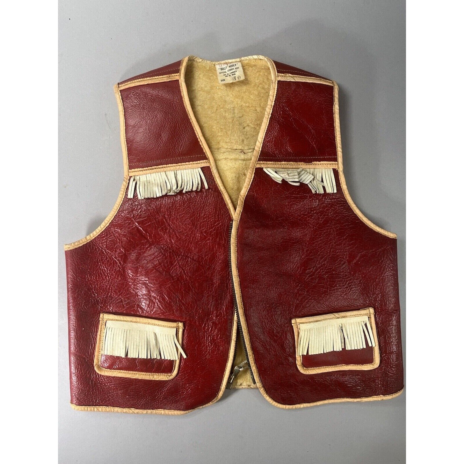 Vintage Bully Wooly Official Cowboy Vest Lambskin & Wool Red Western ...