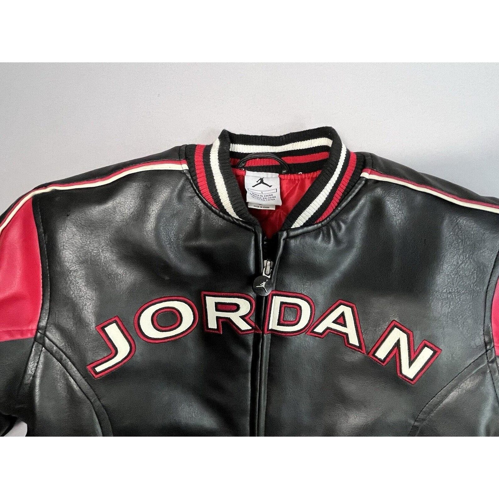 Vintage Air Jordan 23 Faux Leather Varsity Bomber Jacket Youth 8/10 ...