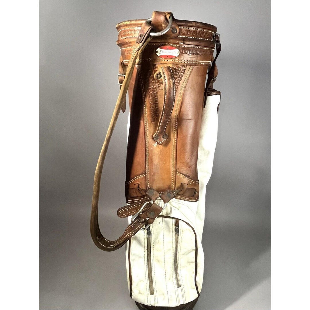 Vintage Spalding Tooled Leather White & Brown Golf Bag USA - Etsy
