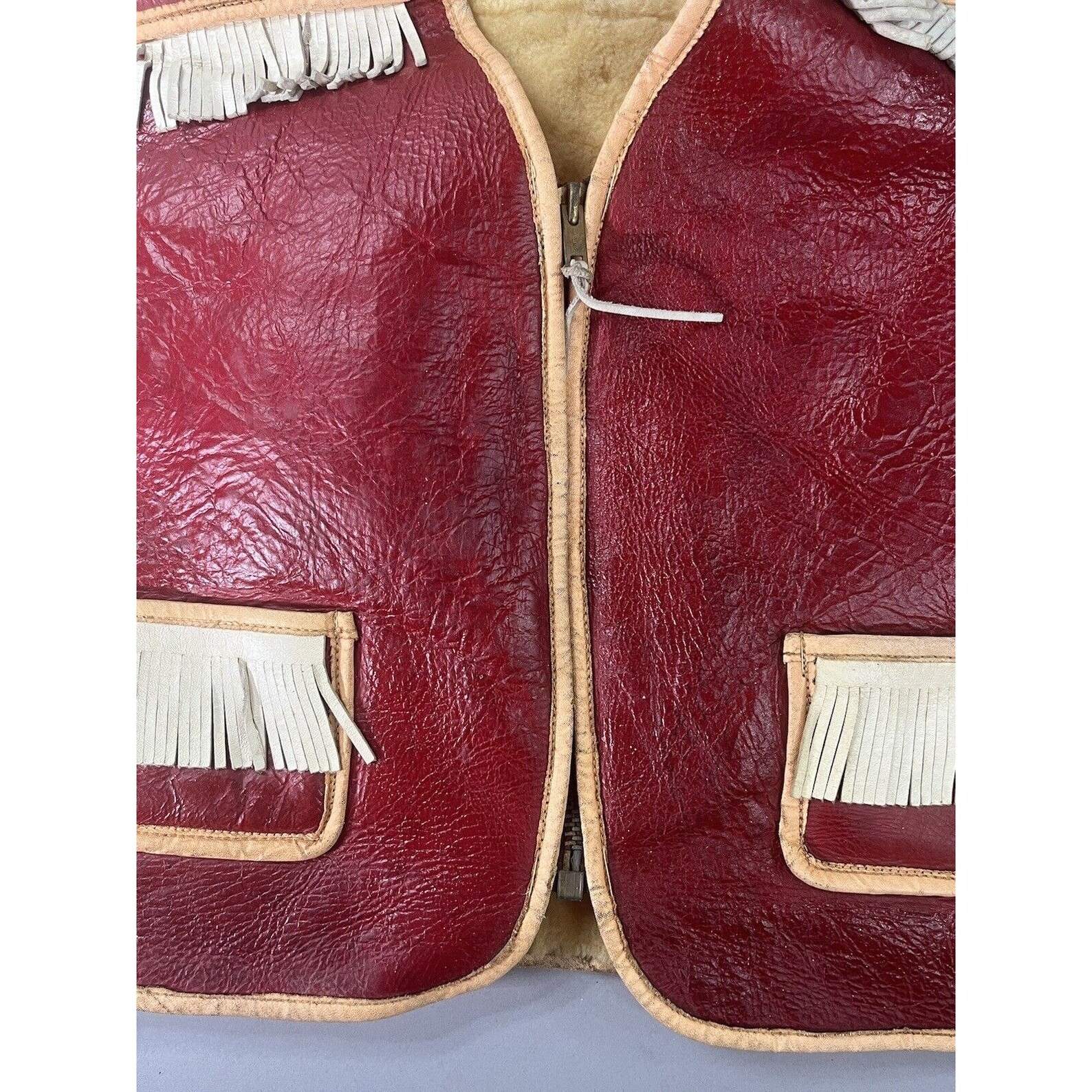 Vintage Bully Wooly Official Cowboy Vest Lambskin & Wool Red Western ...