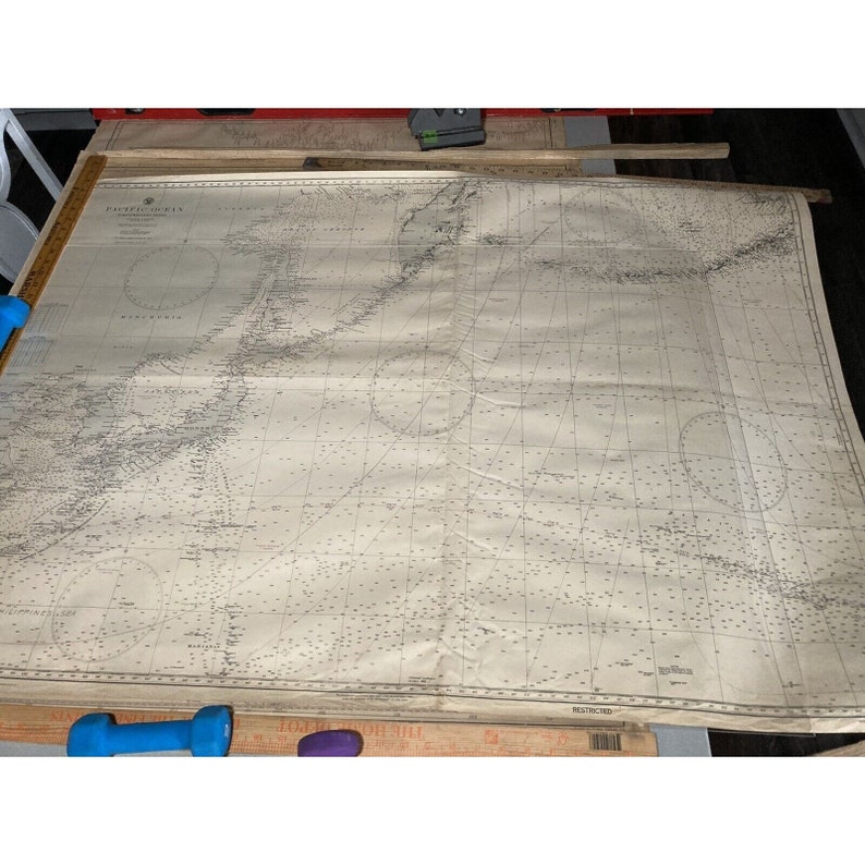 Vintage Lot WW2 Navy USS Liddle Plotting Chart Maps Pacific DE-206 ...