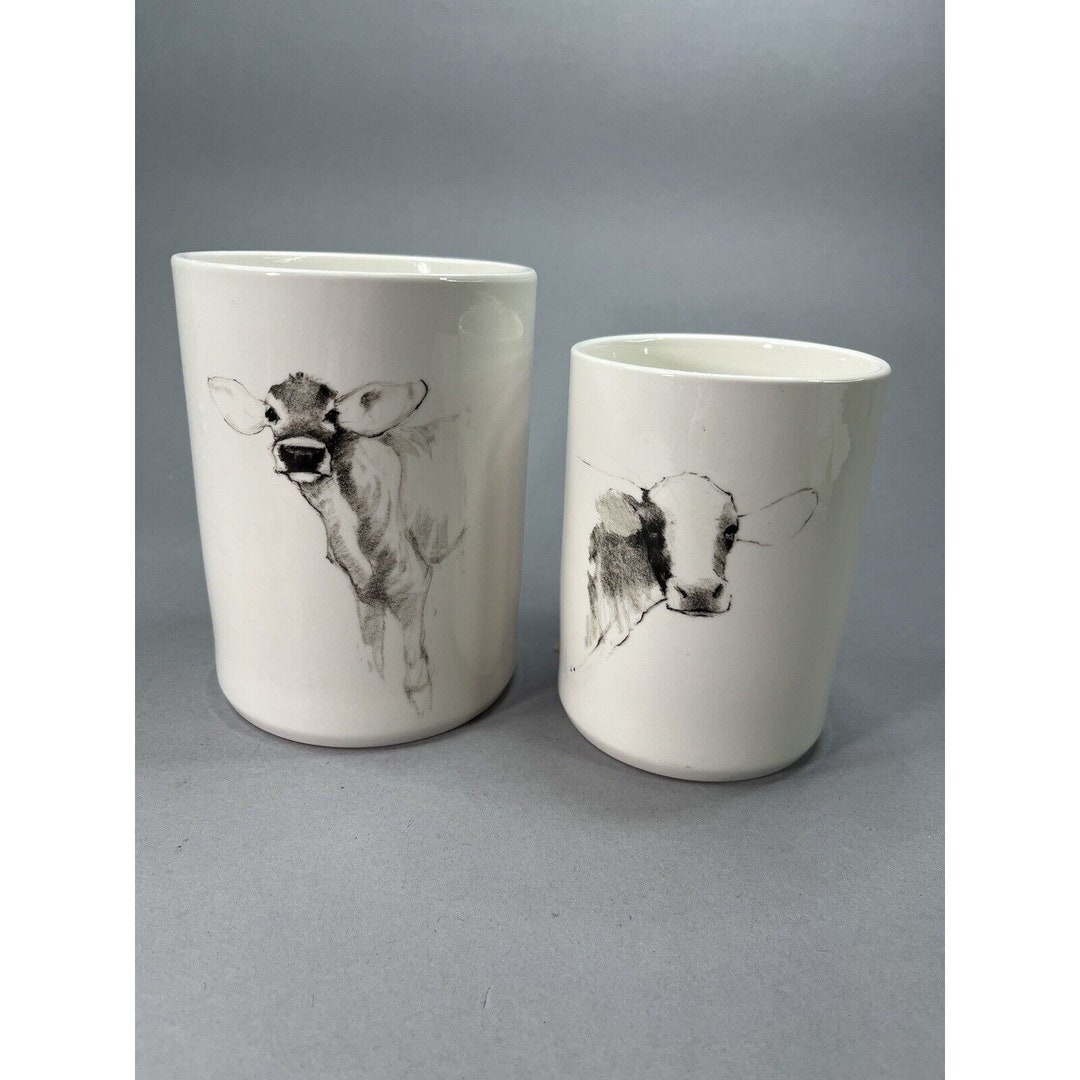 Vintage Farmhouse Pioneer Woman Stoneware Utensil Holder Jars Bessie ...