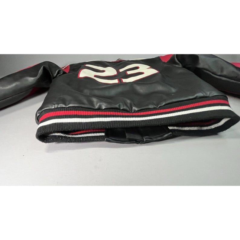 Vintage Air Jordan 23 Faux Leather Varsity Bomber Jacket Youth 8/10 ...