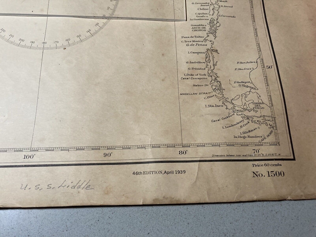 Vtg Lot US WW2 Navy USS Liddle Plotting Chart Maps Pacific DE-206 ...