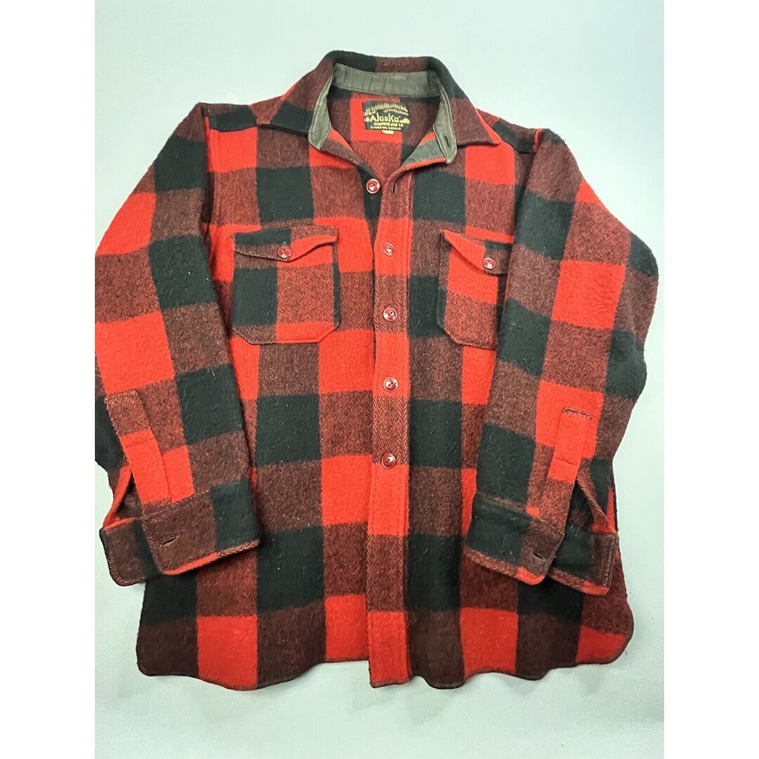 Alaska Sleeping Bag Co. Heavy Plaid Jacket Mackinaw Red Men's 17 XL ...