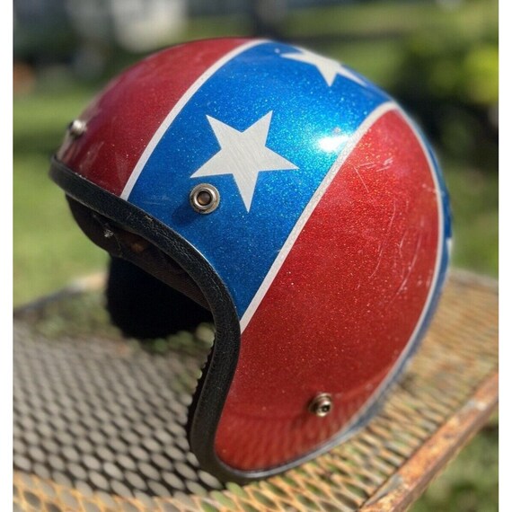1966 Vintage Motorcycle Helmet Stars Bars & Stripes M… - Gem