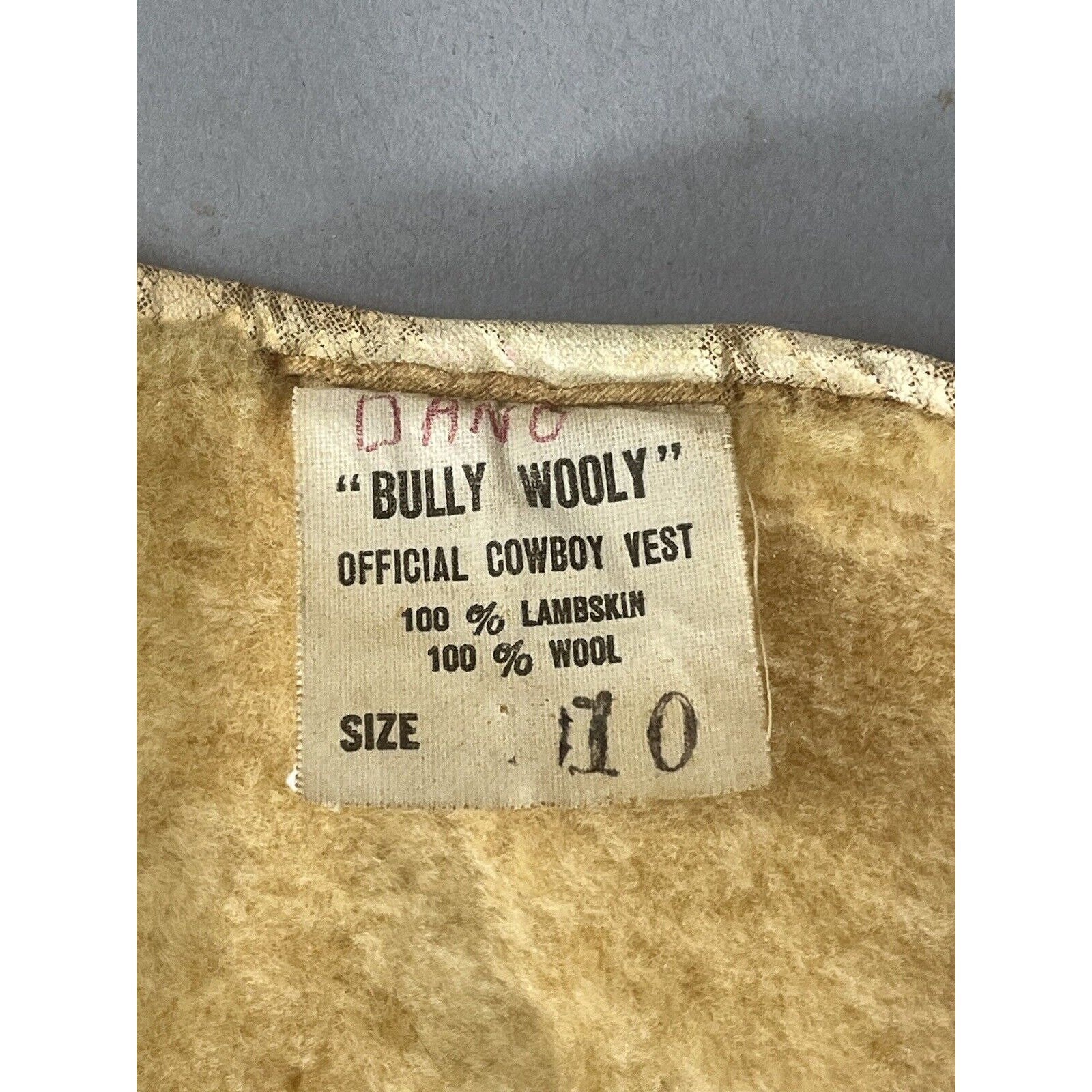 Vintage Bully Wooly Official Cowboy Vest Lambskin & Wool Red Western ...