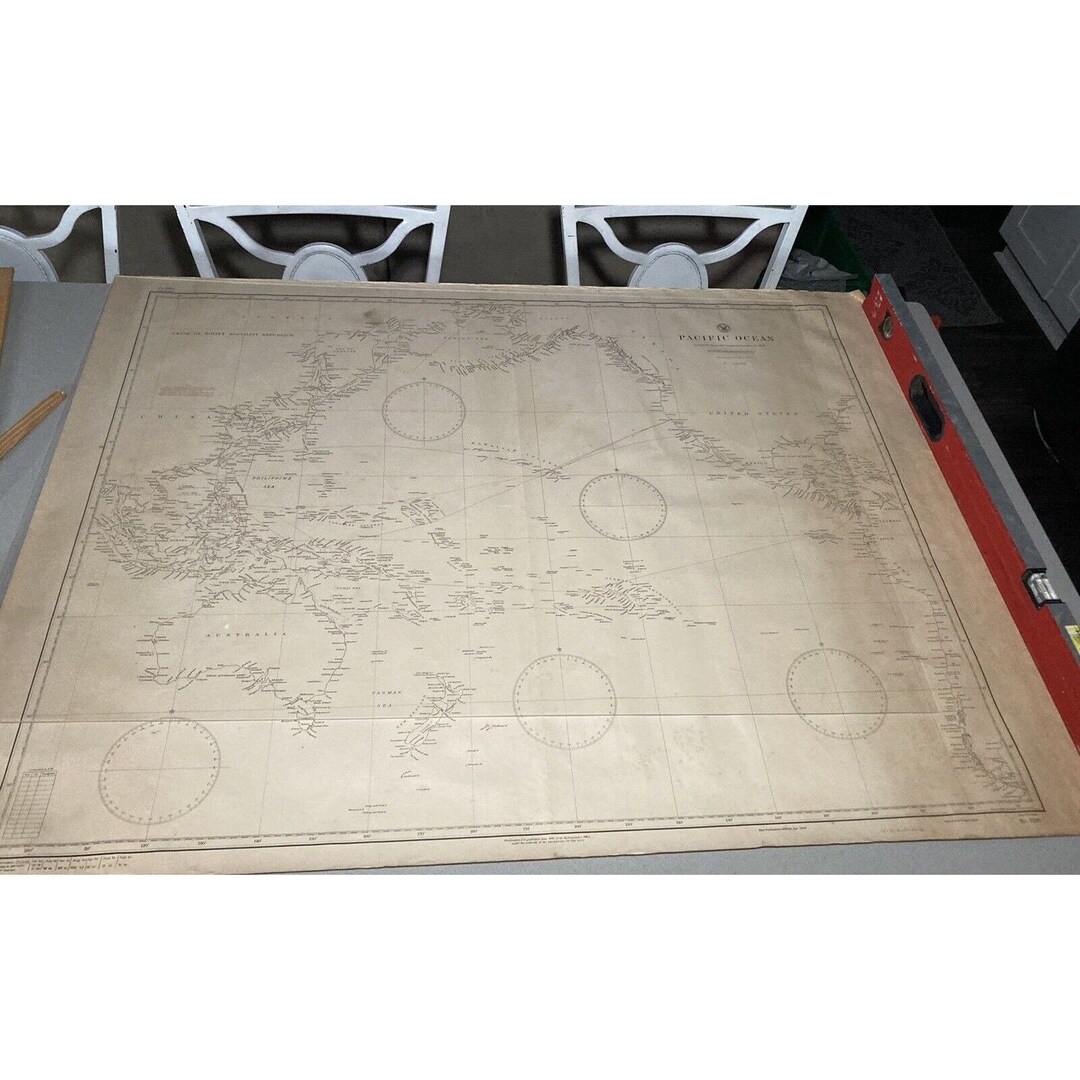 Vintage Lot WW2 Navy USS Liddle Plotting Chart Maps Pacific DE-206 ...