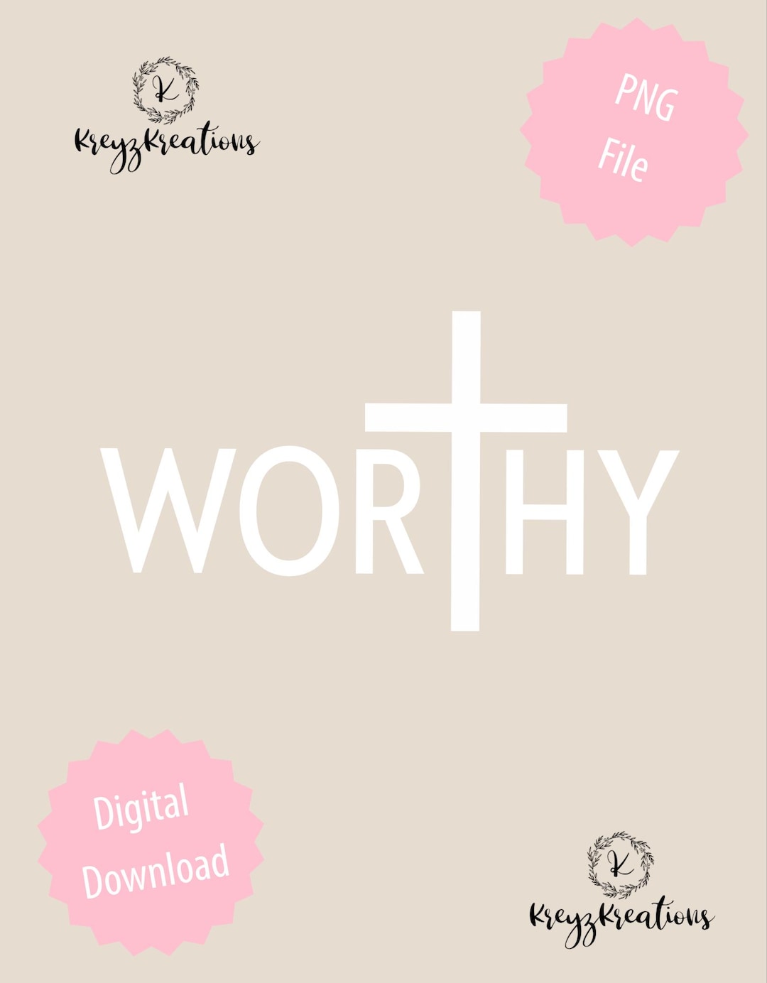 Worthy Cross PNG – Faith-based Design - Etsy