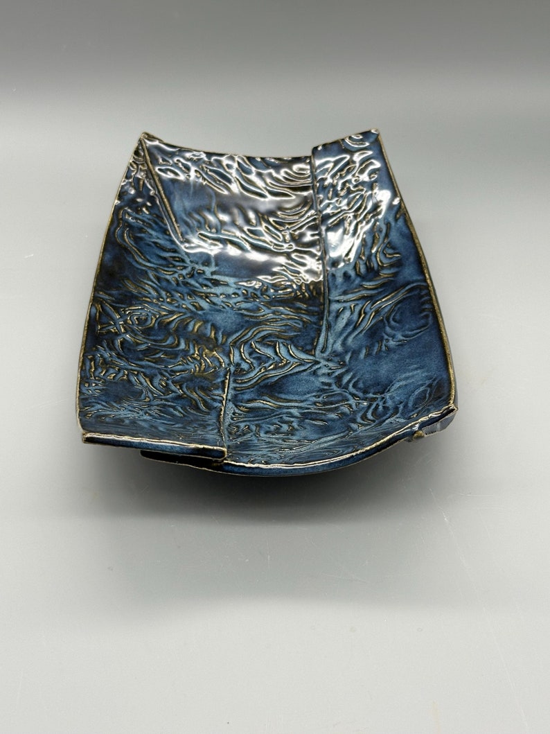 Origami in Clay: Folded Plate/platter, Handmade With Embossed Pattern ...