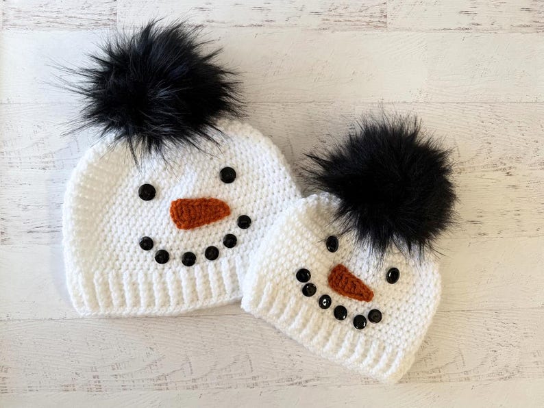 CROCHET PATTERN/ Crochet Snowman Hat, Top-down Hat Pattern, Baby-adult Sizes, Crochet Hat ...