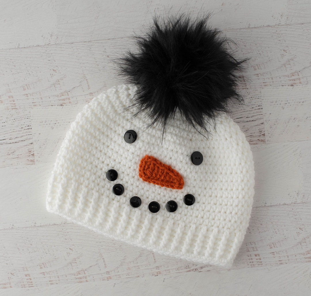Crochet Snowman Hat Pattern, Snowman Beanie, Crochet Hat Pattern ...