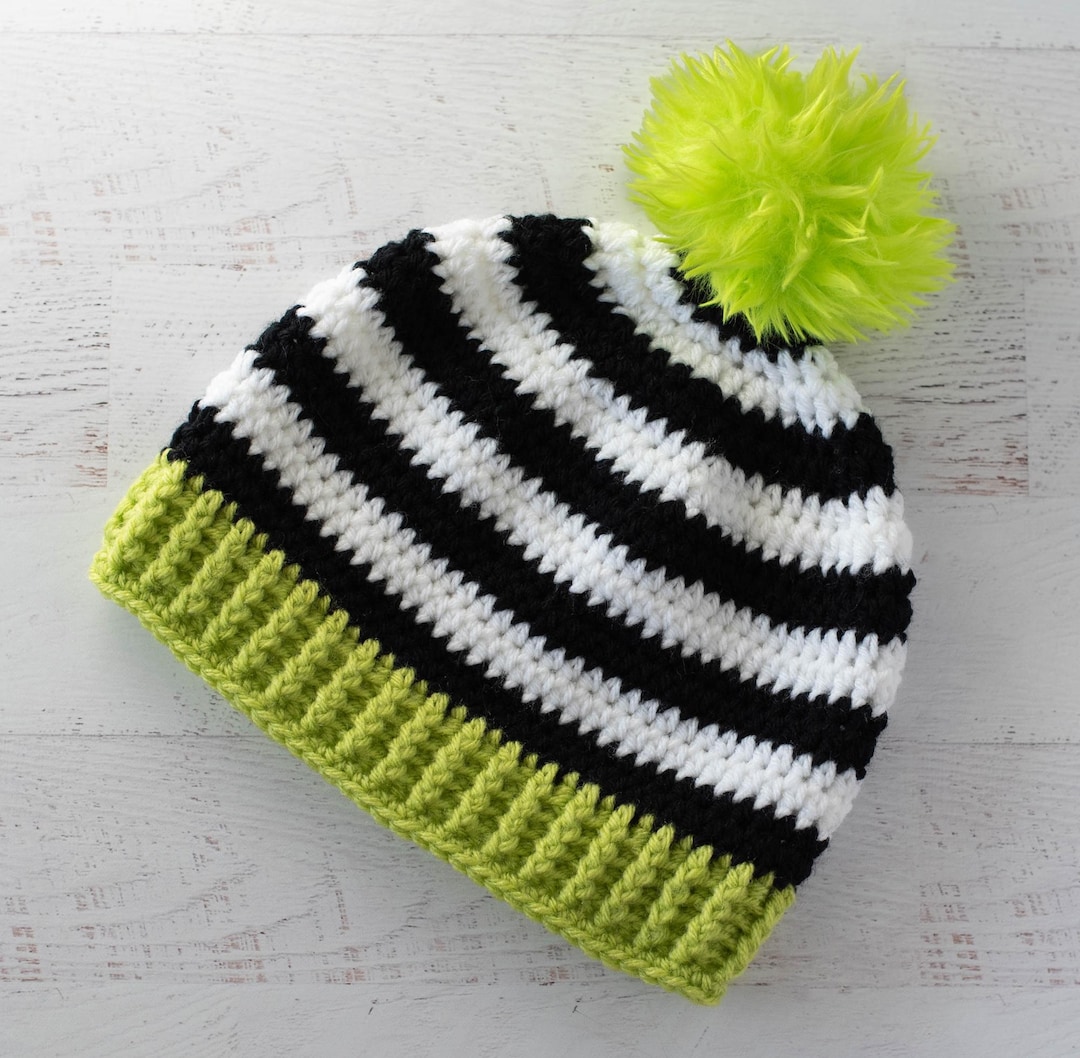 Spirited Stripes Beanie Pattern, Crochet Hat Pattern, Crochet Beanie ...