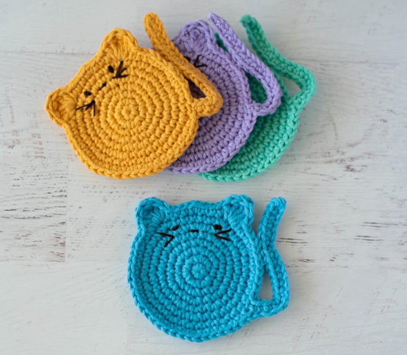 Crochet Cat Coasters Pattern Crochet Coasters Pattern PDF - Etsy