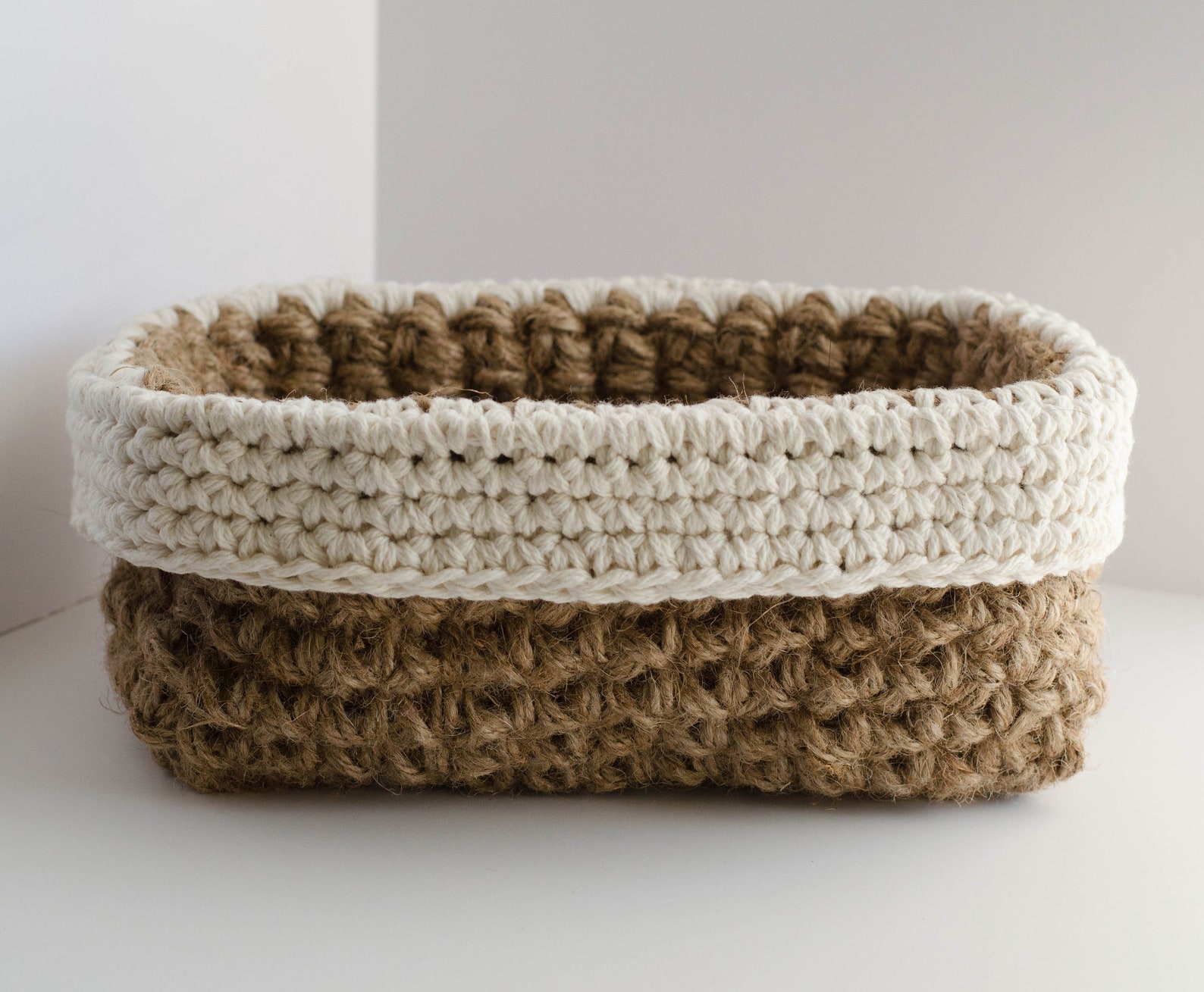 Crochet Jute Basket Pattern Rectangle Jute Basket Pattern - Etsy