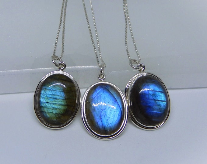 Labradorite Necklace Sterling Labradorite Pendant - Etsy