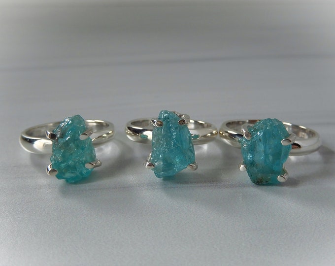 Apatite Rings, Sterling Silver Apatite Rings, Sterling Raw Apatite Ring ...