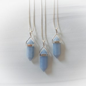 Angelite stone necklace store