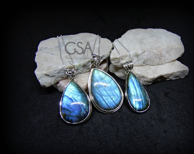 Labradorite Necklace, Silver Labradorite Necklace, Labradorite Pendant ...