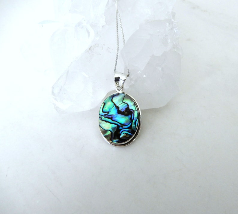 Paua Shell Necklace Abalone Shell Pendant Sterling Silver | Etsy