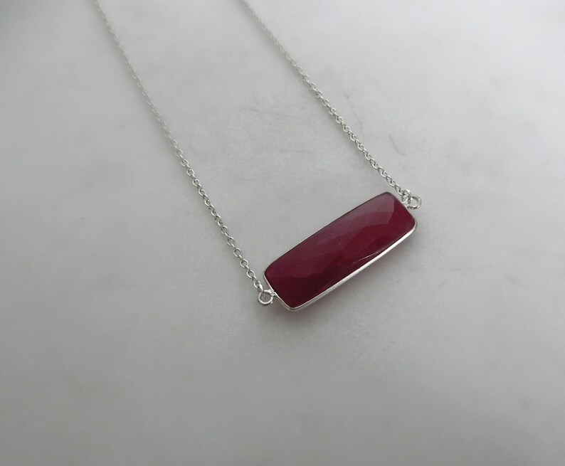 Ruby Necklace Red Ruby Bar Pendant Genuine Ruby Necklace - Etsy