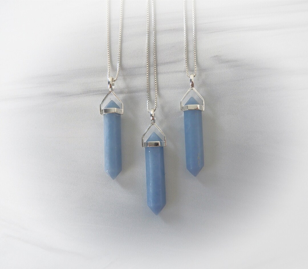 Angelite Necklace • Blue Angelite Point • Sterling Gemstone Point ...