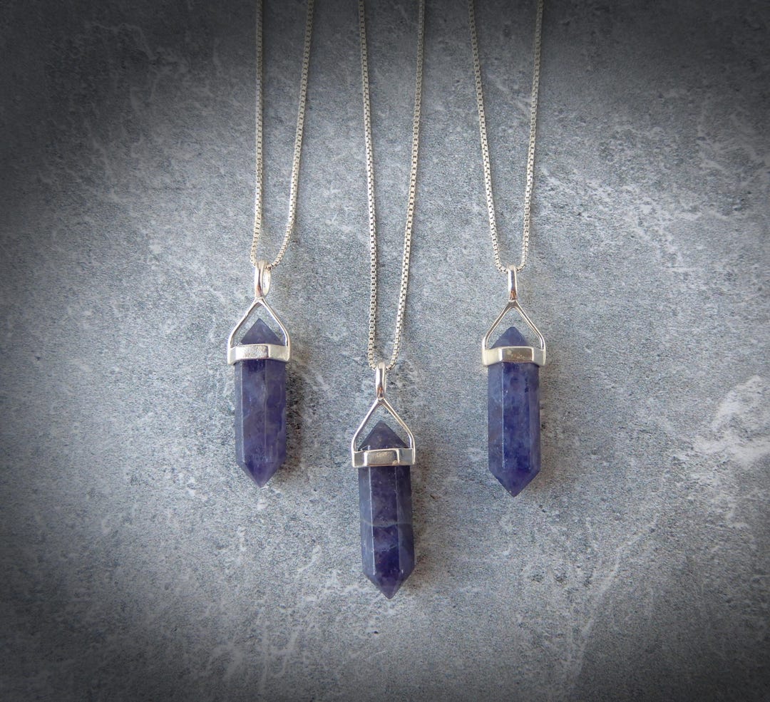 Iolite Gemstone Necklace Sterling Silver • Genuine Iolite • Purple ...