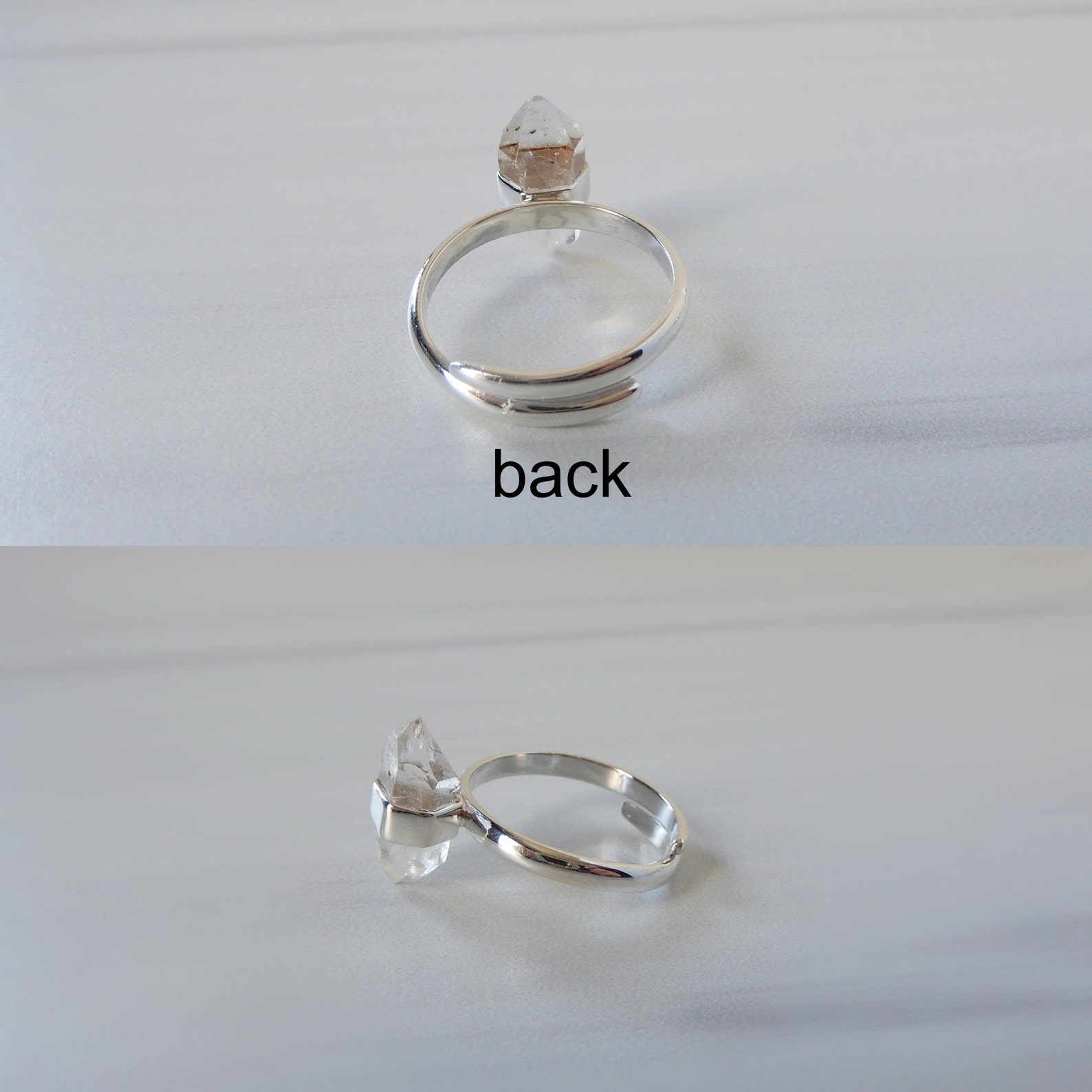Gemstone Point Ring Adjustable Quartz Crystal Ring Sterling | Etsy